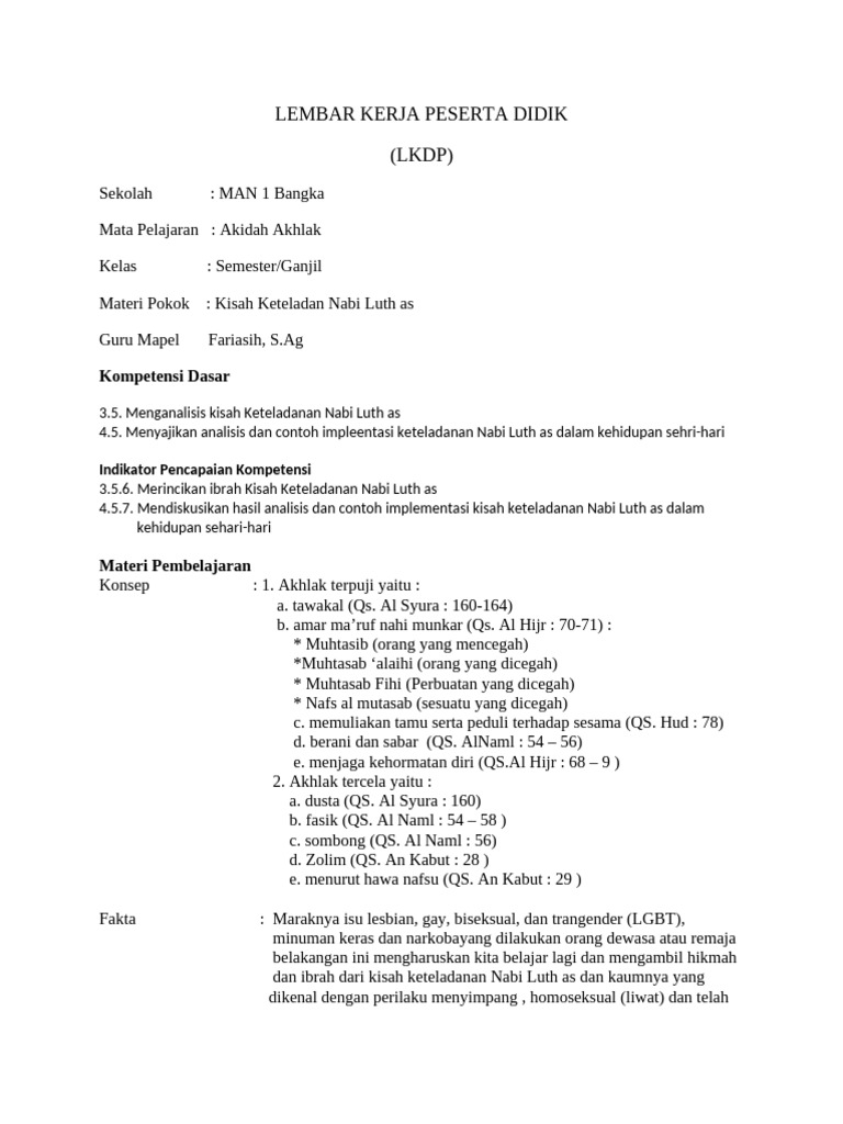 LKPD RPP 3 Preeteaching | PDF