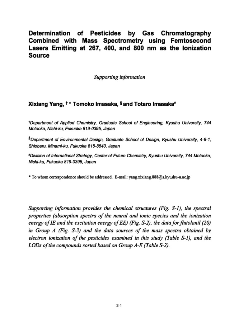 Pesticide Detection via Laser Ionization | PDF | Spectroscopy | Ionization