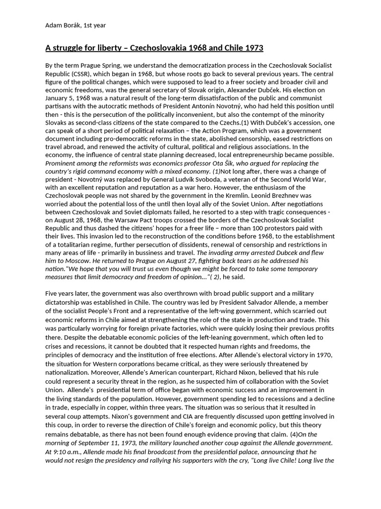 The Prague Spring and The Coup in Chile | PDF | Political Science