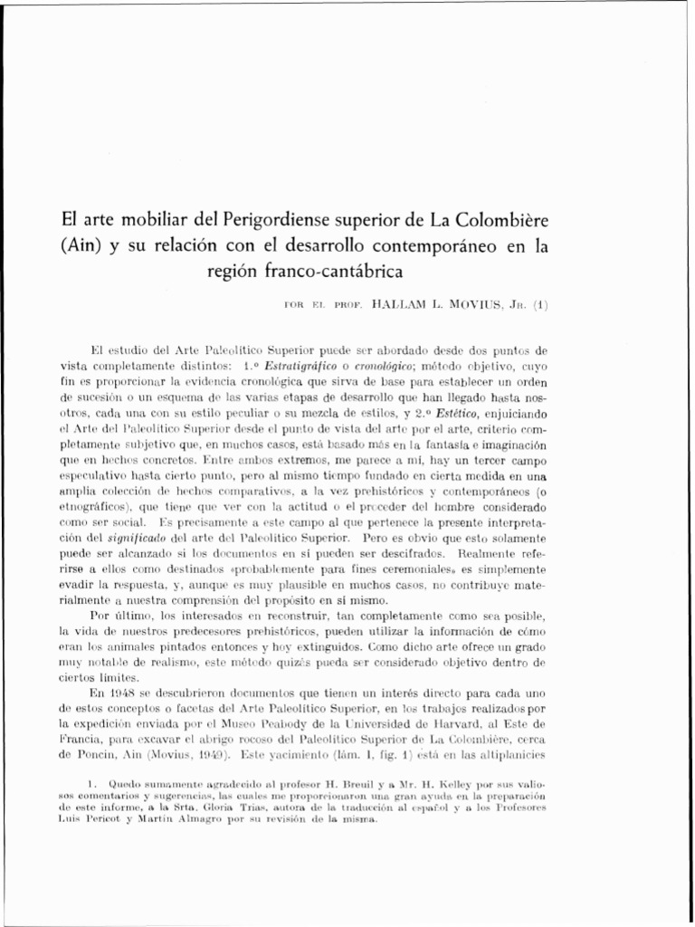 Arte Mobiliar Del Perigordiense Superior La Colombikre (Ain) y Su ...