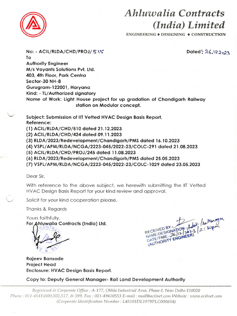 HVAC Design Report for Chandigarh Station | PDF | Duct (Flow ...