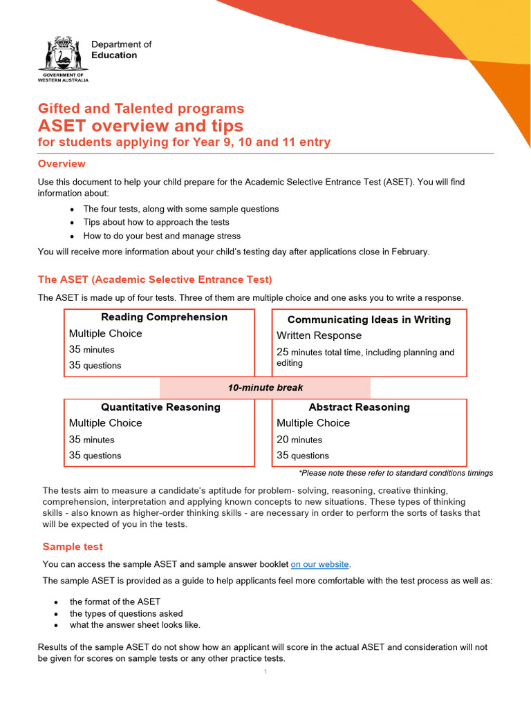 ASET Test Format Overview and Tips | PDF | Multiple Choice | Reading ...