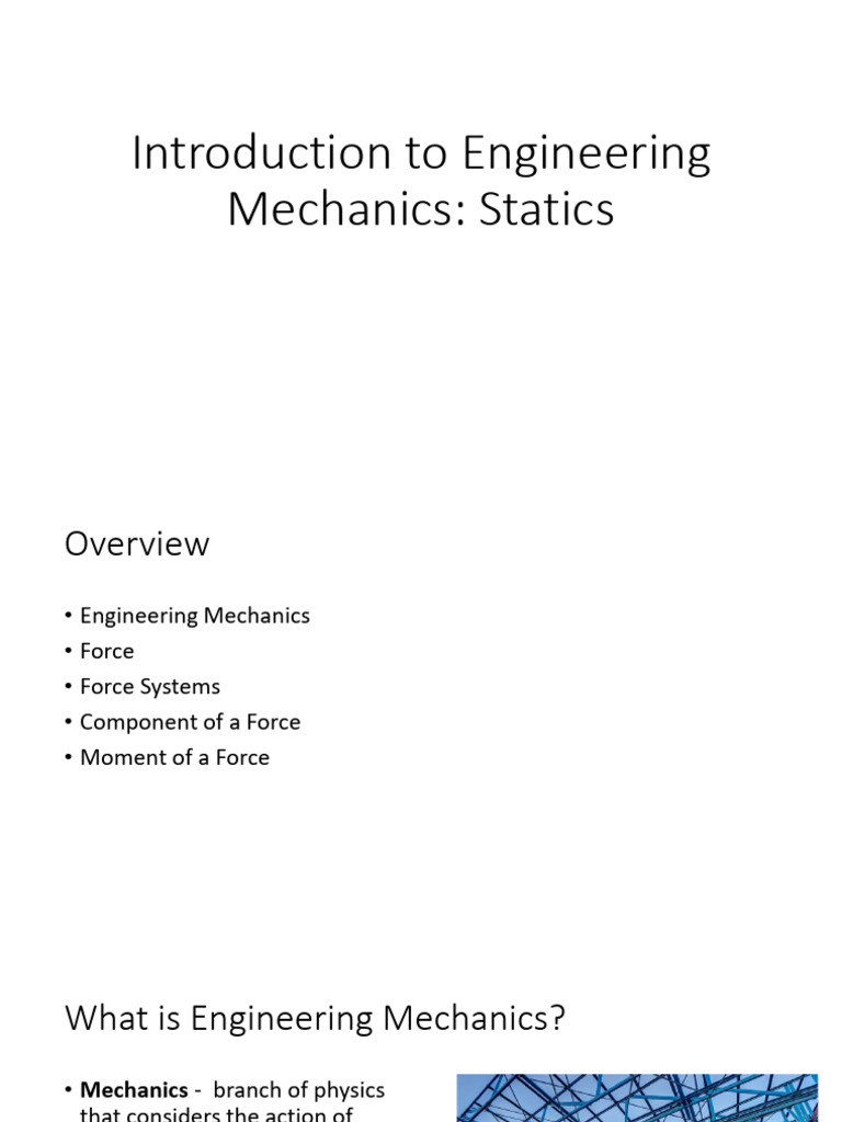 Introduction To Engineering Mechanics | PDF | Mechanics | Force