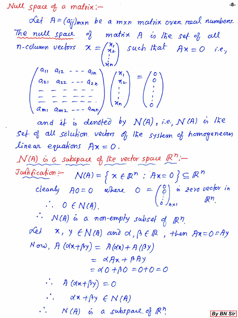 Lecture No.3. Linear Algebra, Null space, Nullity & Rank etc, Page 8 to 15 | PDF
