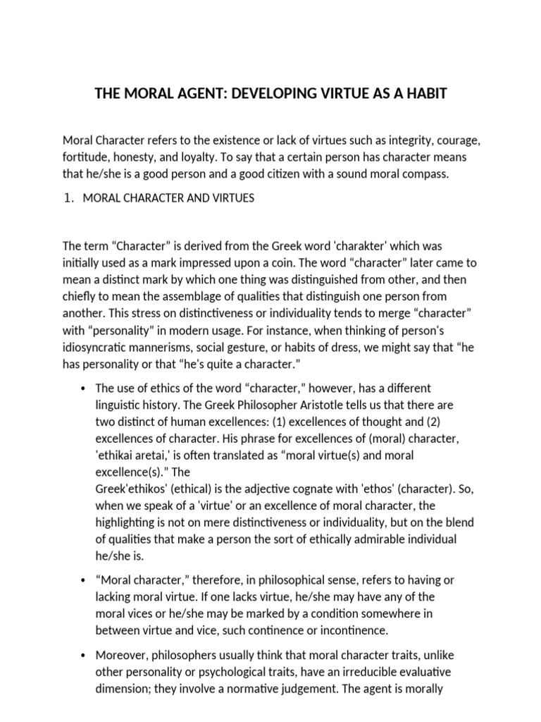 Developing Moral Character and Virtue | PDF | Virtue | Courage