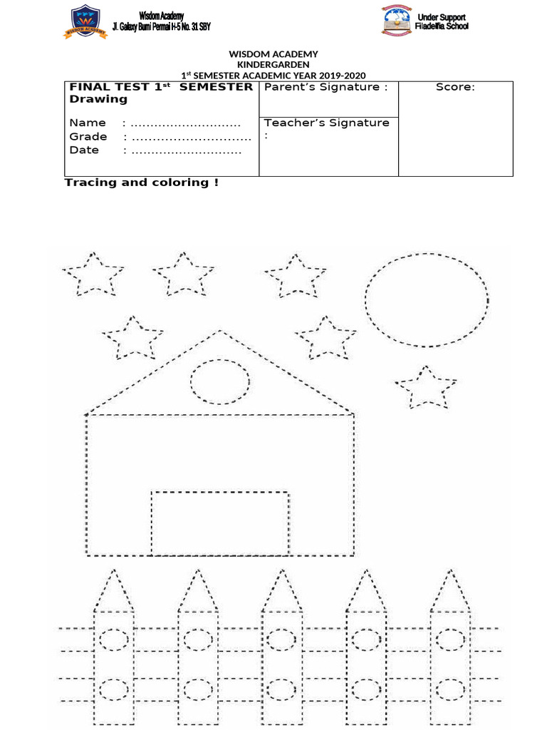 Kindergarten Drawing Final Test 2019-2020 | PDF
