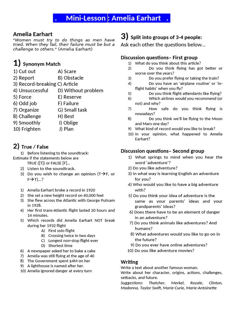1-Mini-Lesson - Amelia Earhart | PDF