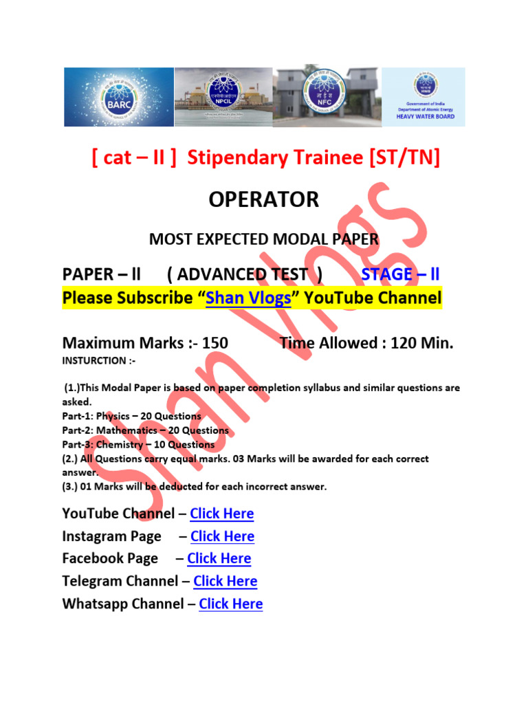 Plant Operator Advance Mock Test 2 | PDF
