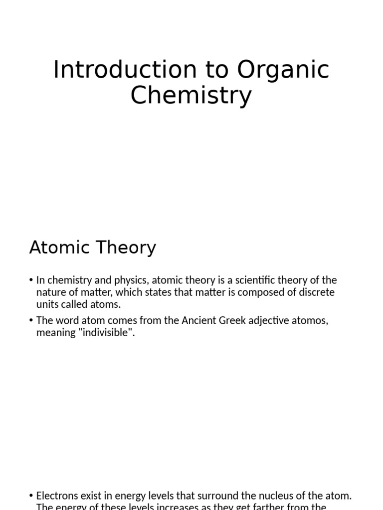 Introduction to Organic | PDF | Chemical Bond | Covalent Bond