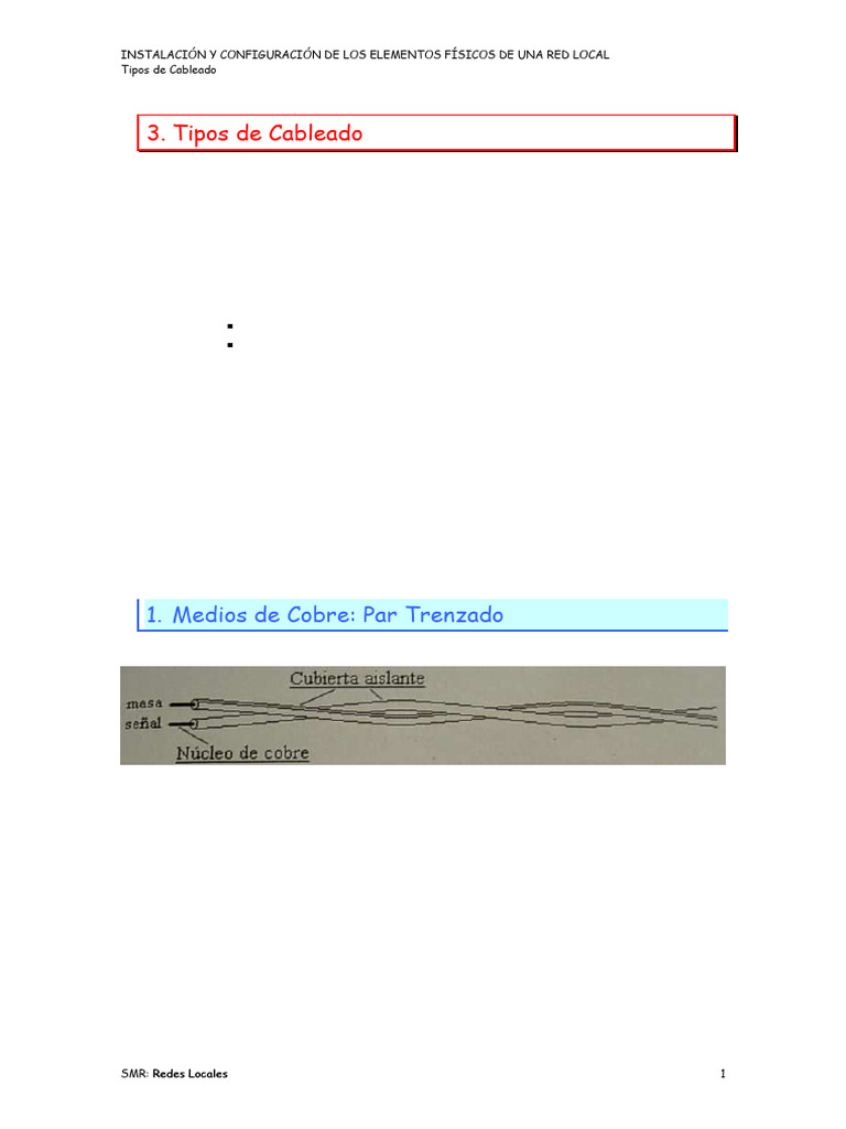 Tipos de Cableado en Redes Locales | PDF | Cable coaxial | Fibra óptica