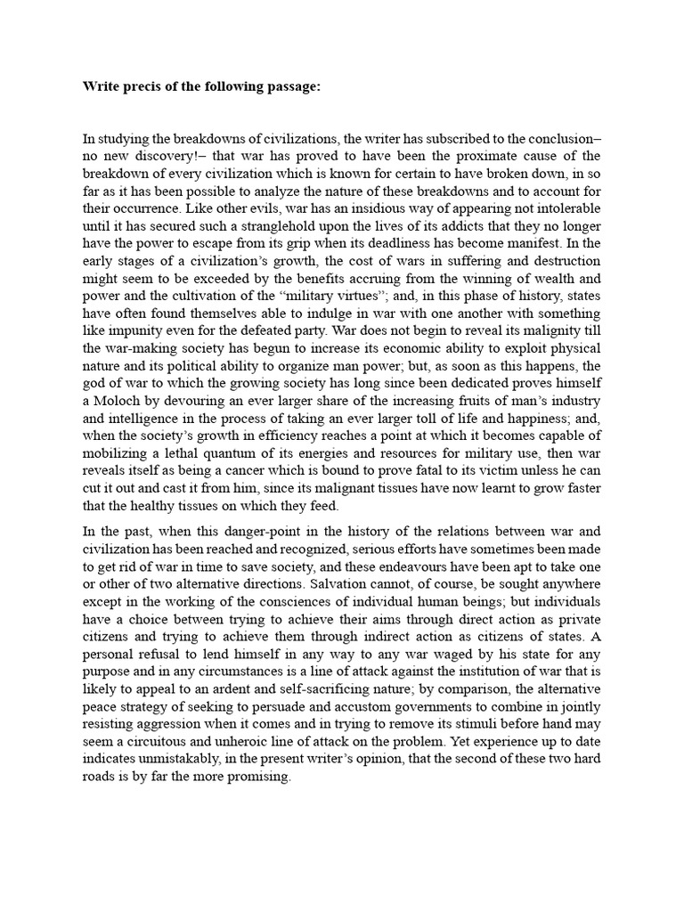 Precis Homework | PDF