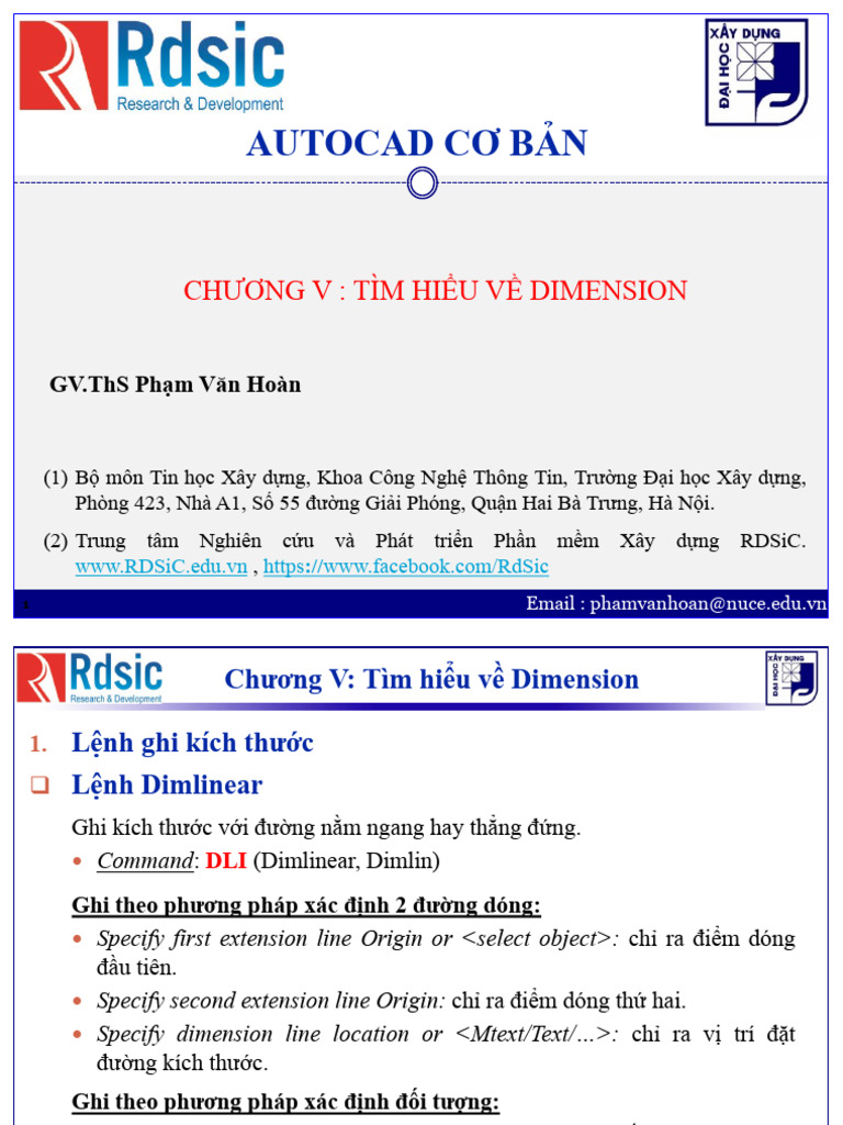 AutoCAD Co Ban-Chuong V1-Dimension | PDF