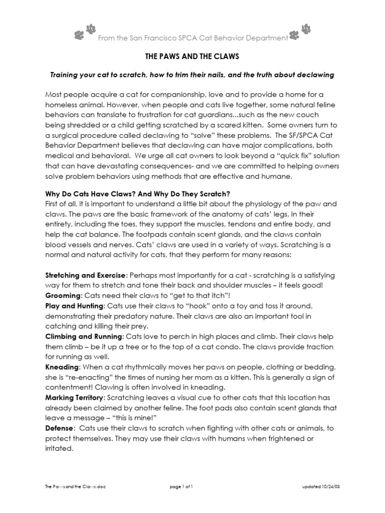 Paws and Claws | PDF | Cats | Nail (Anatomy)