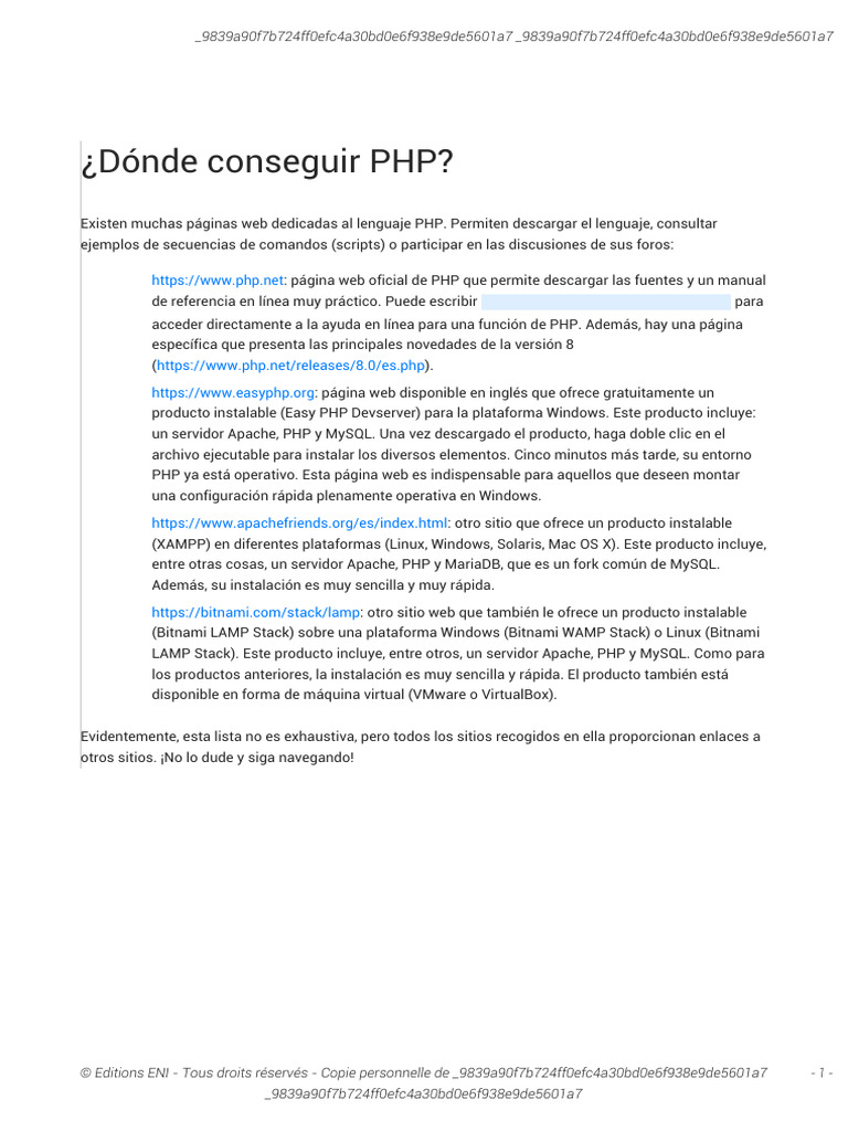 03 - Dónde conseguir PHP | PDF | Php | Mi sql