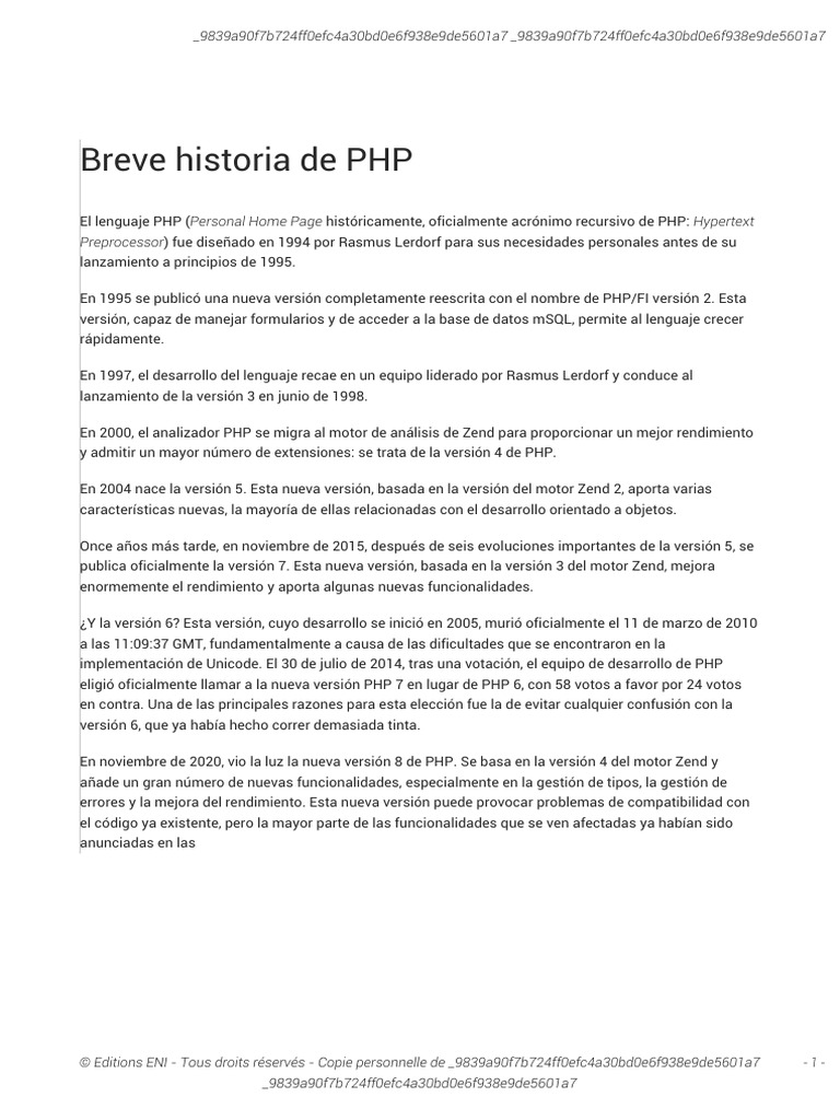 02 - Breve Historia de PHP | PDF | Php | Informática