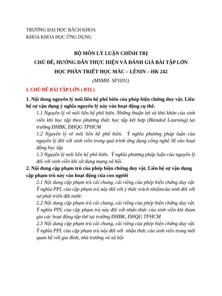 HK 242 - CHỦ ĐỀ BTL- AN TRINH | PDF