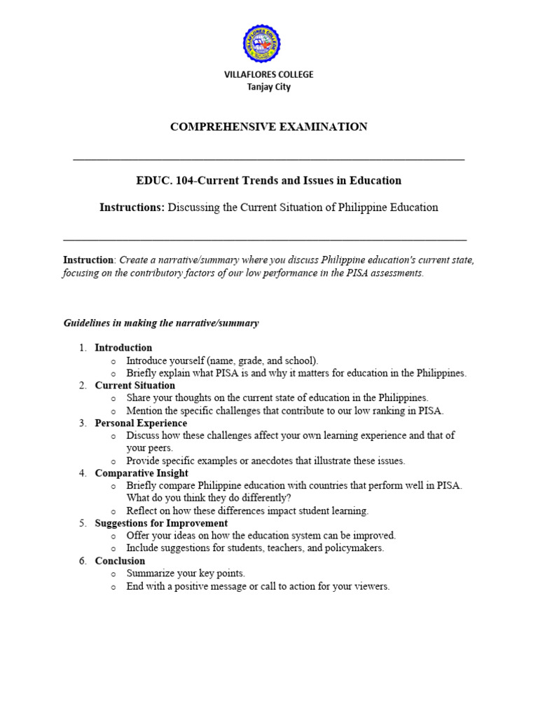 Educ 104 Comprehensive Exam | PDF