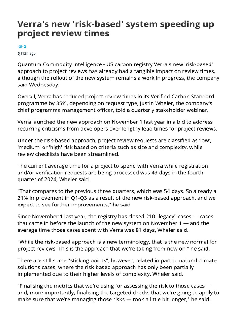 Quantum-Verra's New 'Risk-Based' System Speeding Up Project Review ...
