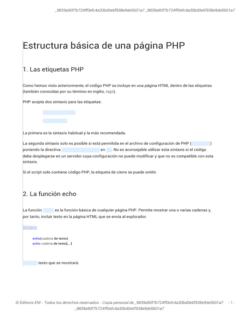 02 - Estructura Básica de Una Página PHP | PDF | Php | Red mundial