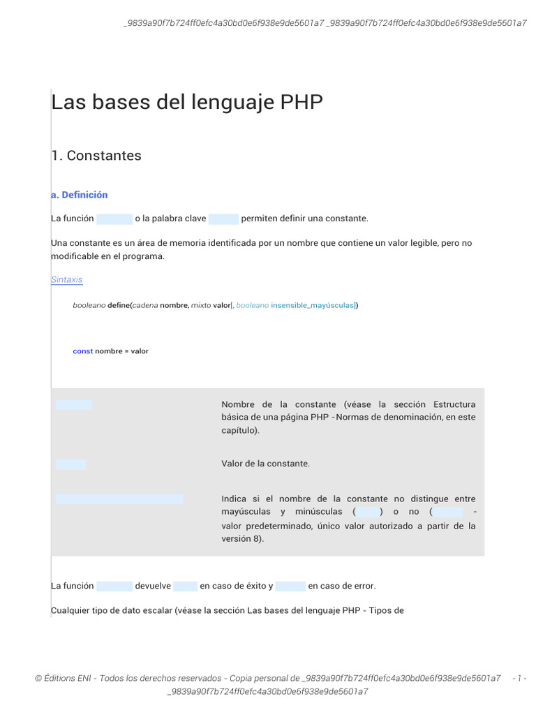 05 - Las Bases Del Lenguaje PHP | PDF | Php | Lenguaje de programación