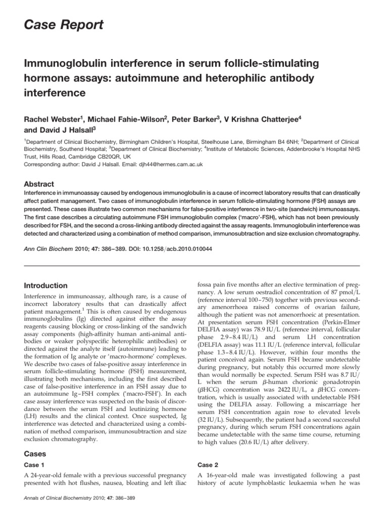 FSH - Heterophile Antibodies | PDF | Immunoassay | Human Chorionic ...