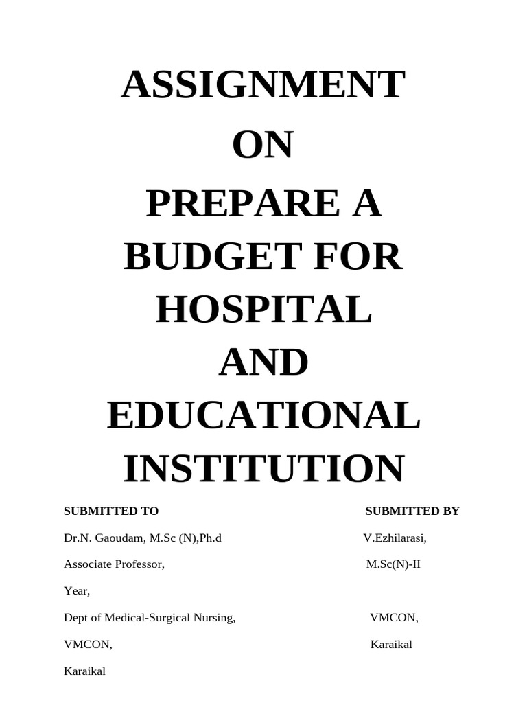 Budget For Hospital and Educational Institutions | PDF | Budget | Expense