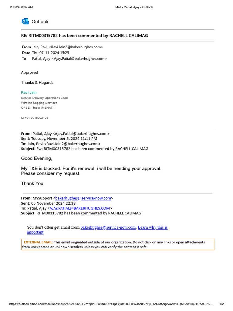 Approval Mail T&E | PDF
