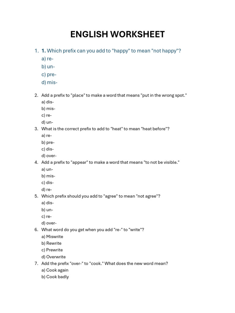 ENGLISH WORKSHEET1 (1) | PDF