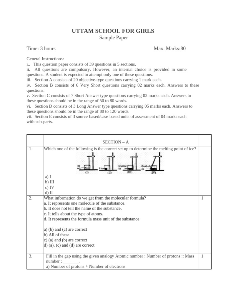 IX Sample Paper Science 1 202425 | PDF | Colloid | Cell (Biology)