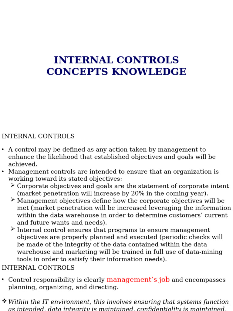 1.internal Control Concepts Knowledge - 1 | PDF | Internal Control | Information Technology
