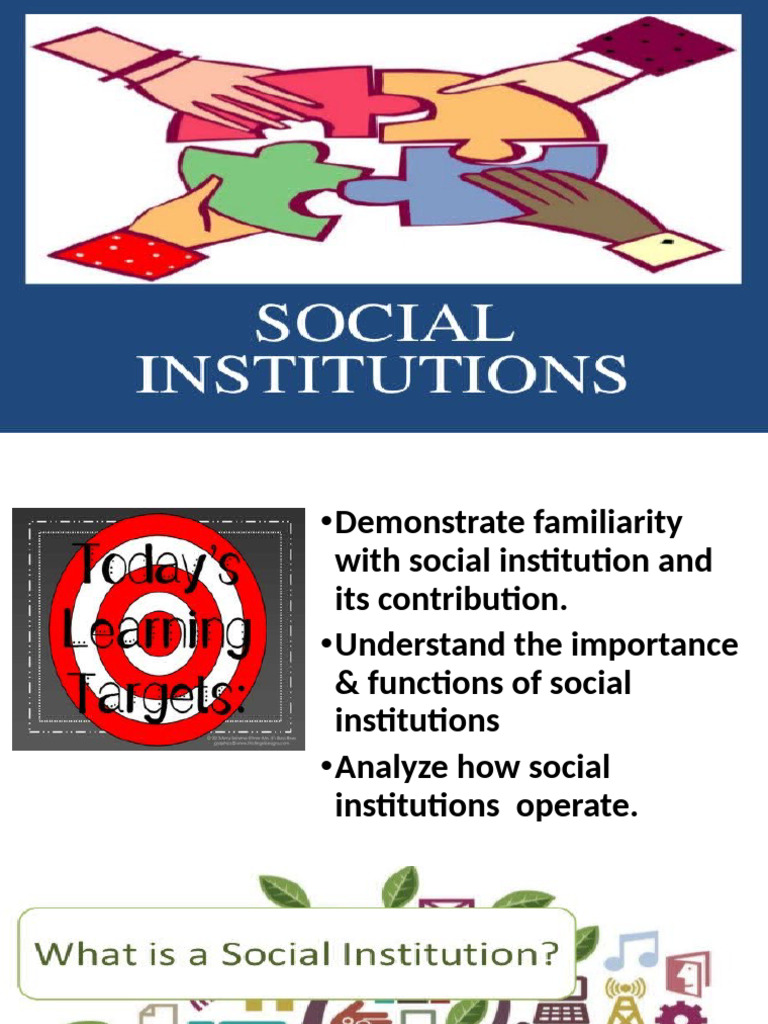 Lesson 1 SOCIAL DIMENSIONS Social Institutions | PDF