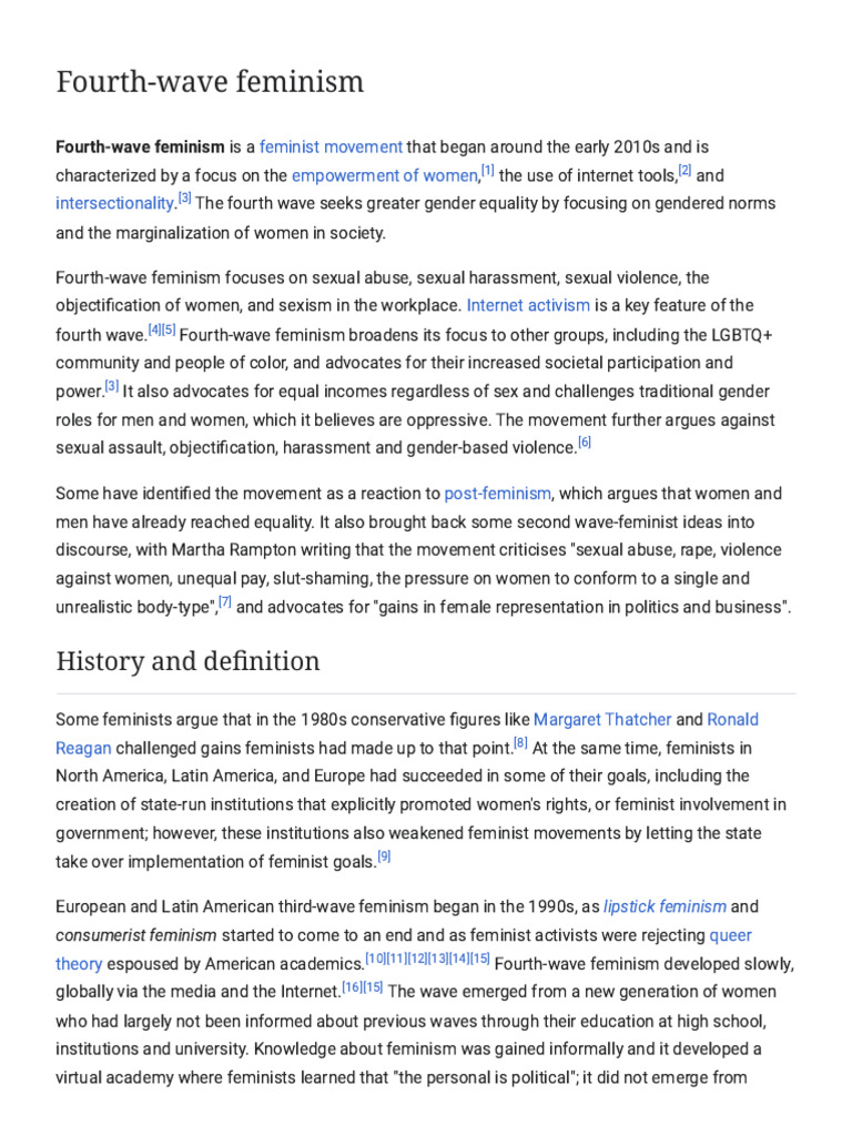 Fourth-Wave Feminism - Wikipedia | PDF | Feminism | Gender Studies