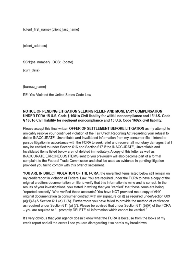 Litigation Law letter 1 (1) | PDF | Damages | Lawsuit