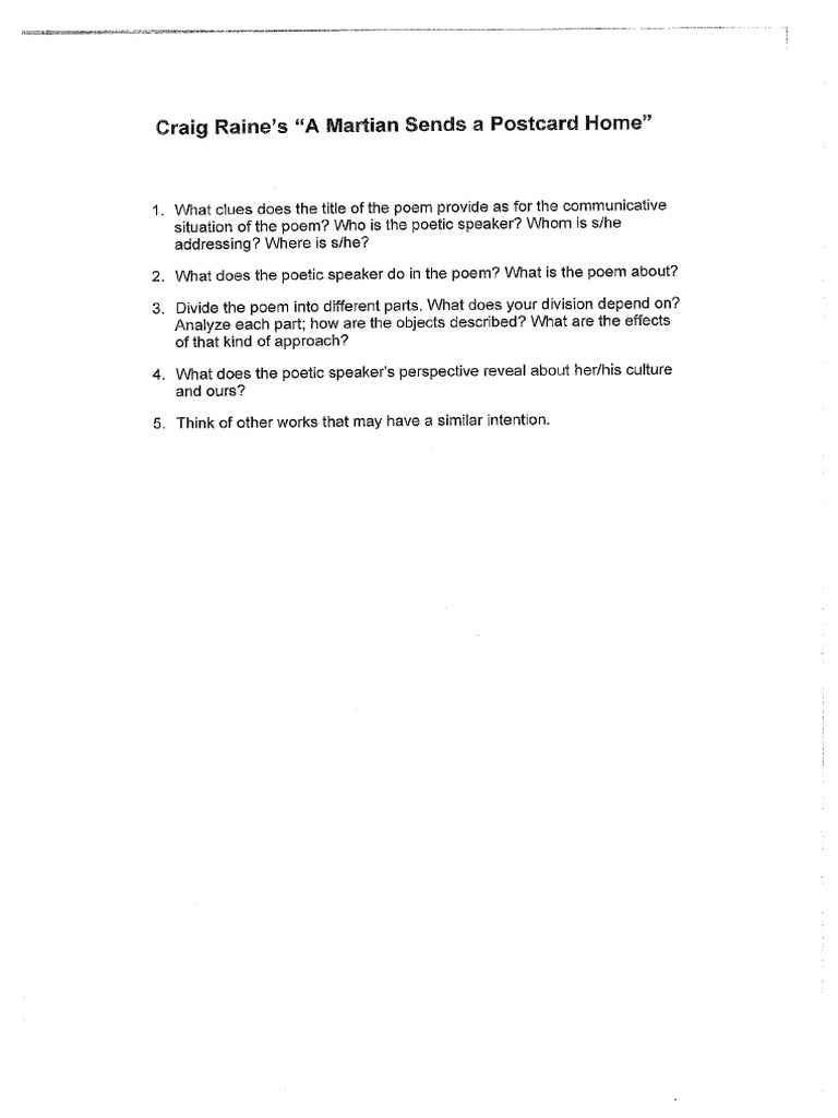 3. Handout Craig Raine | PDF