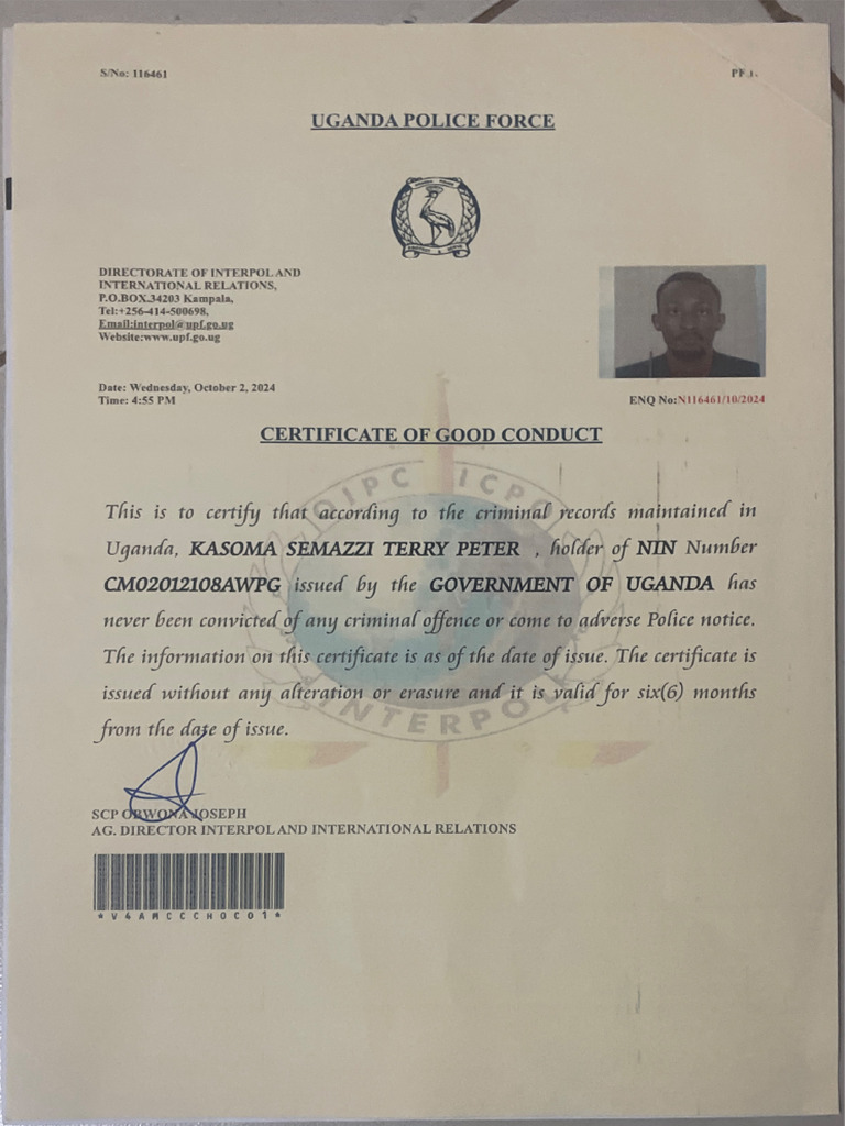 Certificate of Good conduct | PDF