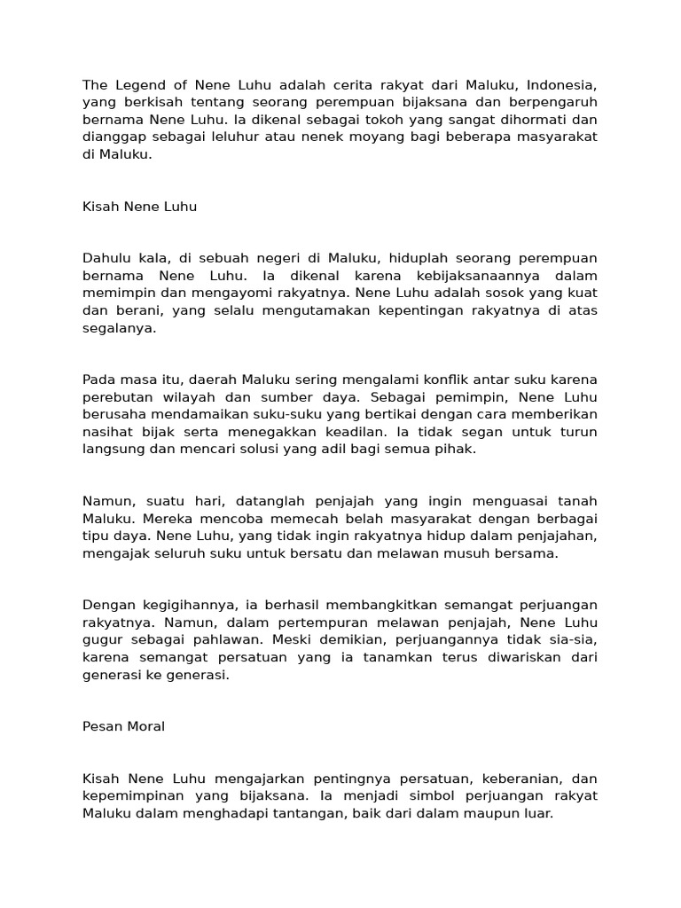 Legenda Nene Luhu dari Maluku | PDF