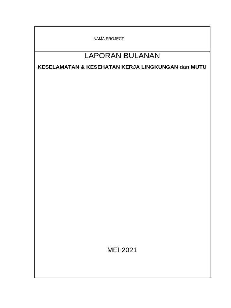 Contoh Laporan K3 Project - Bulanan | PDF