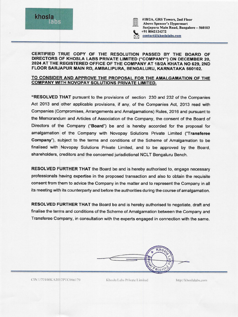 CTC KLPL Amalgamation | PDF