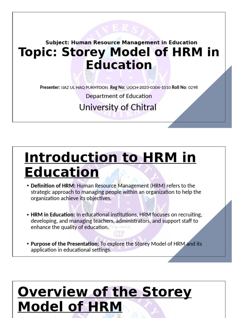Storey Model of HRM in Education by Ijaz Drosh Roll No 298 | PDF ...