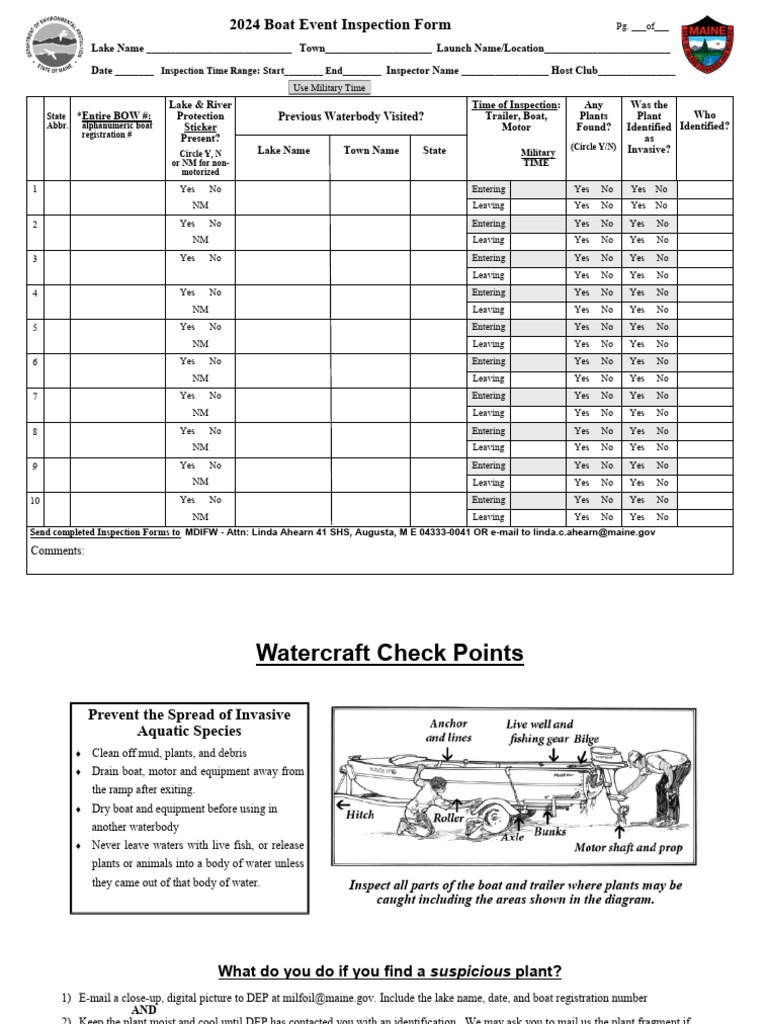 Boat Event Inspection Form | PDF