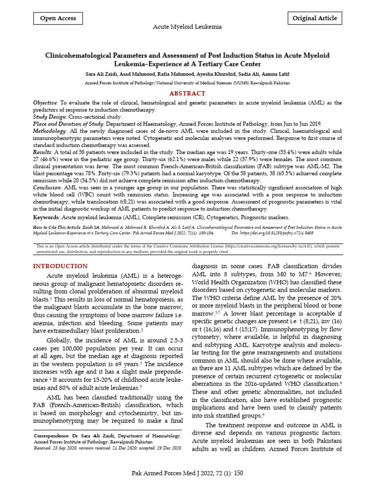 AML article | PDF | Diseases And Disorders | Medical Specialties