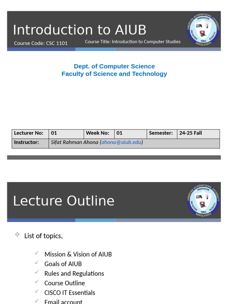 ICS LectureSlides Week 01 Intro | PDF