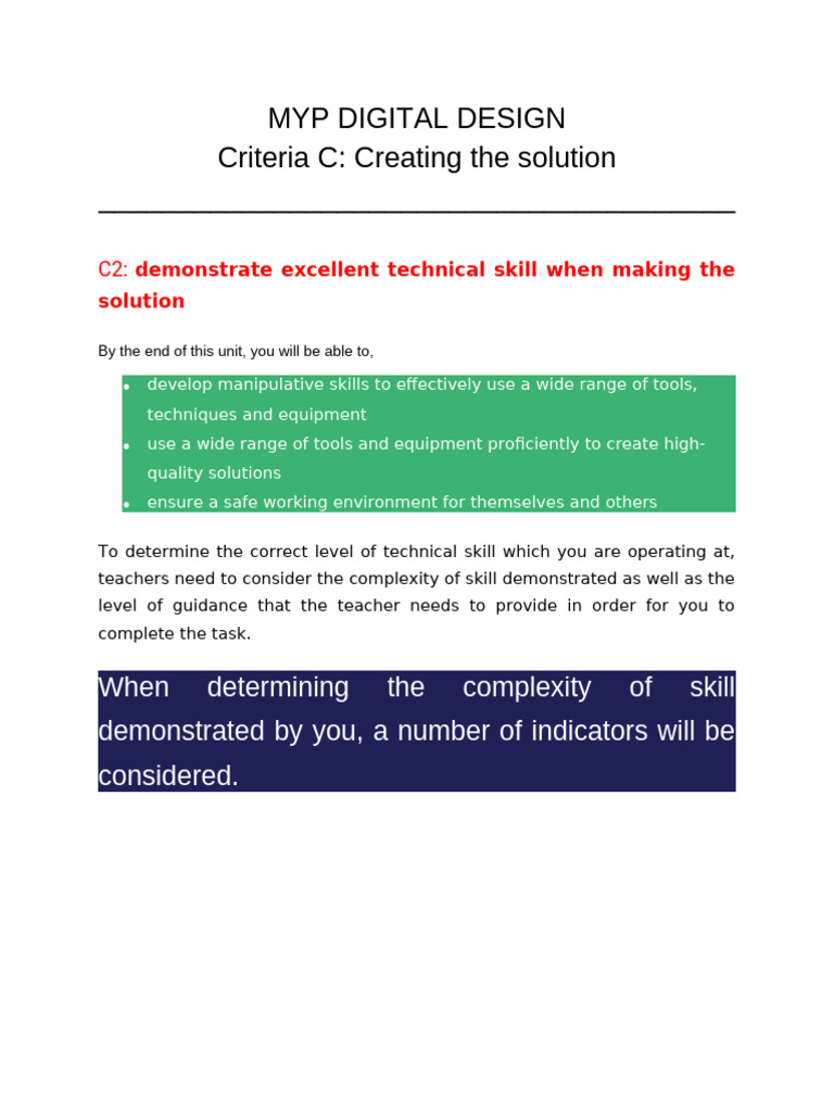 Criteria C Creating The Solution Strand II | PDF