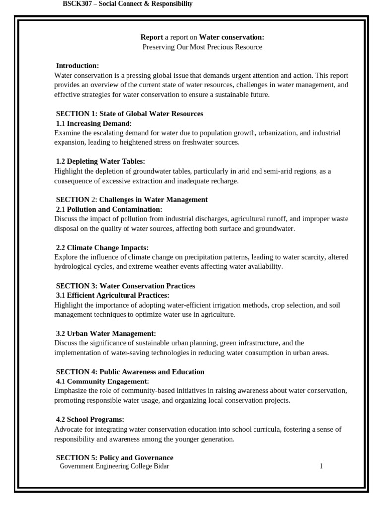 Water Conservation Strategies Report | PDF | Water Conservation | Water ...