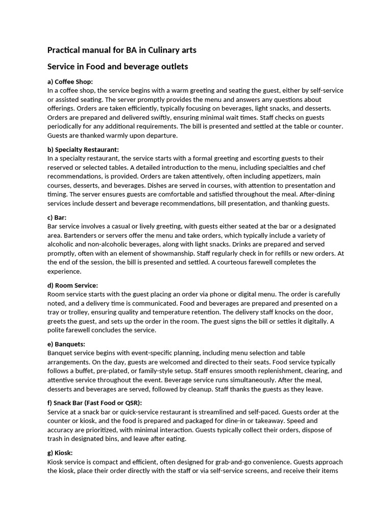 Practical Manual For BA in Culinary Arts | PDF | Tableware | Teaspoon