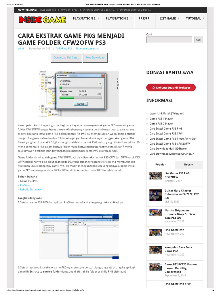 Cara Ekstrak Game PKG Menjadi Game Folder Cfw2ofw Ps3 - Inside Game | PDF