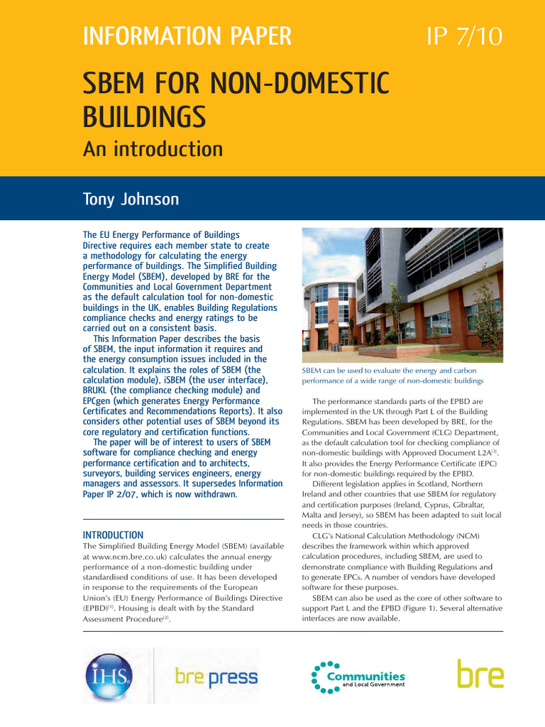 2010 Info Paper 07-10 SBEM For Non-Dom Bldgs - An Intro | PDF ...