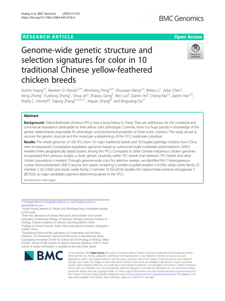 Genome-Wide Genetic Structure and Selection Signatures For Color in 10 ...