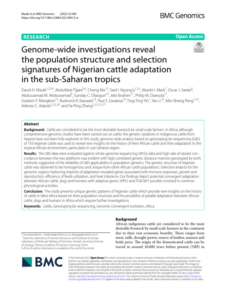 Genome-Wide Investigations Reveal The Population Structure and ...