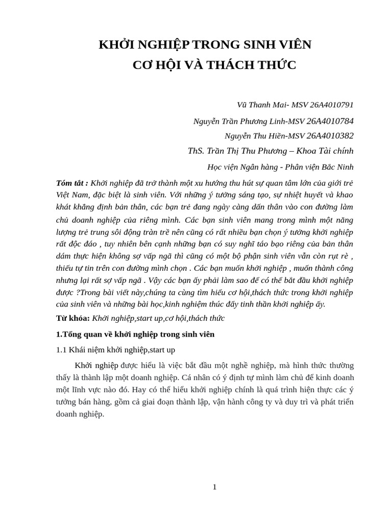 Đổi mới sáng tạo và khởi nghiệp nhóm 2 KTRA 2 | PDF